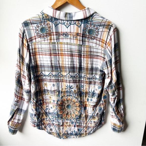 Tolani | Tops | Tolani Flannel Shirt Embroidered | Poshmark
